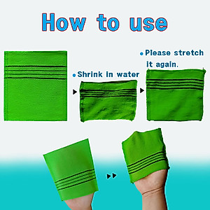 Korean Asian Exfoliating Bath Washcloth Mitt for Remove Dead Skin.Exfoliating Body Scrubber.Exfoliating Gloves for Body Scrub (Green2 Red2)
