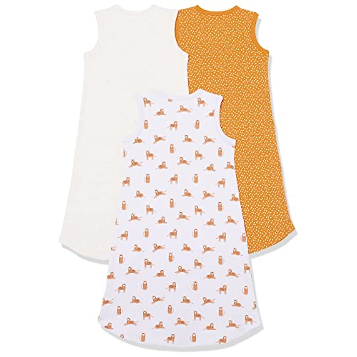 Amazon Essentials Unisex Babies' Cotton Sleep Sack, Pack of 3, Light Grey Heather/Lilac Tiger/Mustard Yellow Dots, 0-6 Months