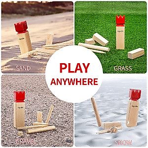 ropoda Kubb Game Premium Set - Game Set for Yard/Outdoor/Lawn/Beach - Pinewood Viking Chess Game with Carrying Bag for Adults and Kids