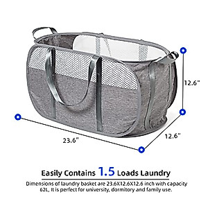 Fenlosi Tear Proof Pop Up Laundry Hampers, with Strong Handles Laundry Hamper, Easy to Carry & Go Up and Down Stairs, Honeycomb Mesh-Breathable, Easy to Collapsible Laundry Basket. (1.5 Loads)