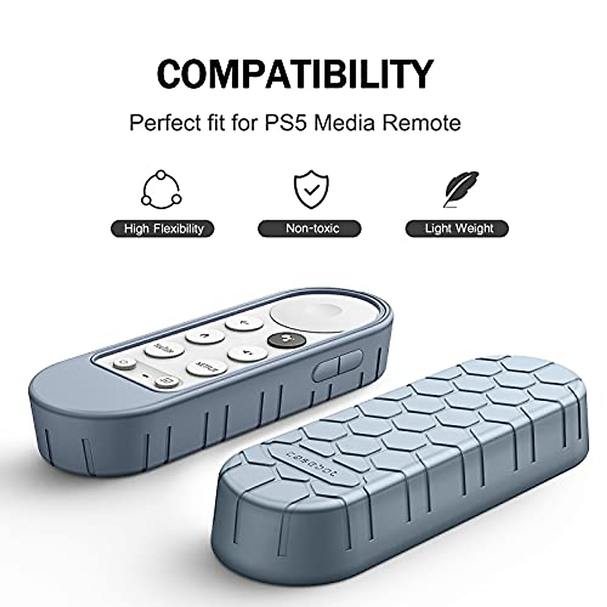 Fintie Protective Case for Chromecast with Google TV HD 2022 / 4K 2020 Voice Remote - CaseBot Lightweight (Anti-Slip) Shockproof Silicone Cover for Chromecast Voice Remote Controller, Cloudy Blue