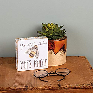 Primitives by Kathy Wood Box Sign, 4" Length x 4" Height x 1" Width, You're The Bee's Knees