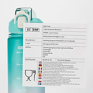 YC Kitchen Motivational Water Bottle with Time Marker- 32oz Water Bottles with Times to Drink, Leakproof & BPA Free Sports Water Bottle with Straw & Carry Strap for Fitness, Gym, and Outdoor Sports