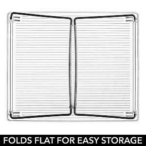 mDesign Metal Stacking Storage Organization for Kitchen Cabinet Shelves in Pantry, Cupboard, Fridge/Freezer - Organizer Stand for Plates, Bowls, Mugs, Ligne Collection, 4 Pack, Clear/Matte Black