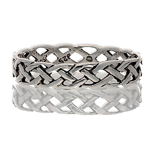 Narrow 4mm Neverending Celtic Knot Sterling Silver Pinky Band Ring Size 7(Sizes 3,4,5,6,7,8,9,10,11,12,13,14,15,16)