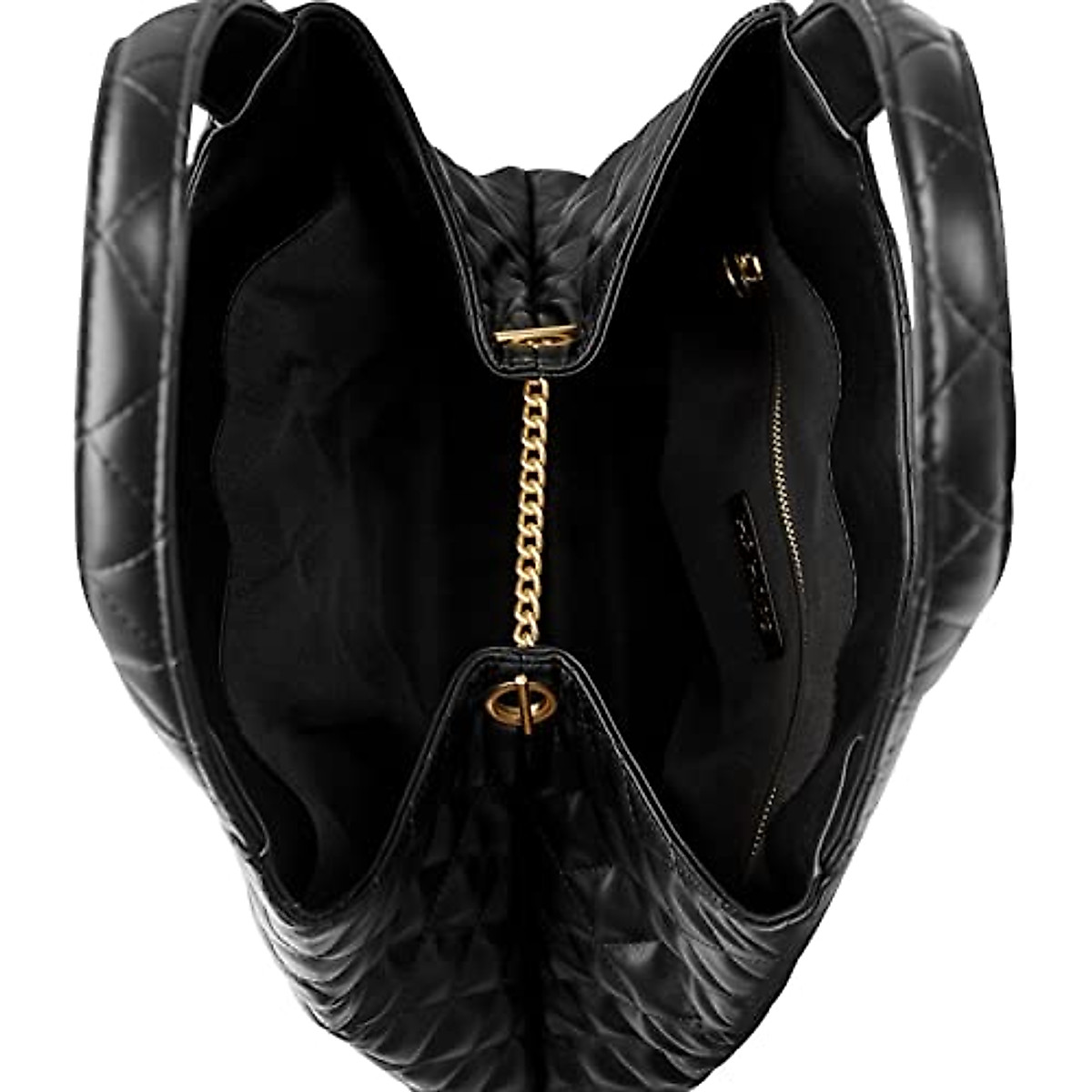 Hp hope Large Faux Leather Tote Bag with Removable Zipper Pouch, Maxi Shopping Bag in Quilted Lambskin, Waterproof Shoulder Handbag for Women, Black