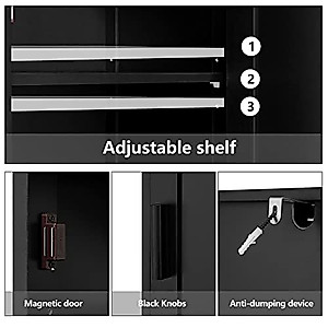 usikey 67" Bathroom Storage Cabinet with 2 Doors & 1 Drawer, Tall Bathroom Cabinet with Adjustable Shelves, Narrow Tall Linen Tower Cabinet for Bathroom, Living Room, Bedroom, Black