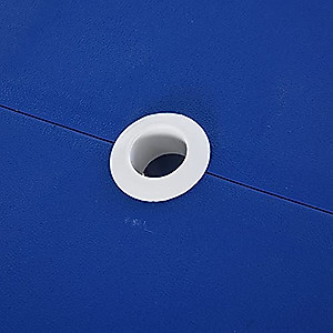 Outsunny Portable Foldable Camping Picnic Table Set with Four Chairs and Umbrella Hole, 4-Seats Aluminum Fold Up Travel Picnic Table, Blue