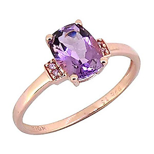 YoTreasure 1.32 Ct Amethyst Pink Sapphire Solid 10k Rose Gold Ring