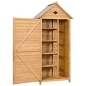 Goplus Outdoor Storage Shed Locker Wooden Hutch for Garden Yard Lawn
