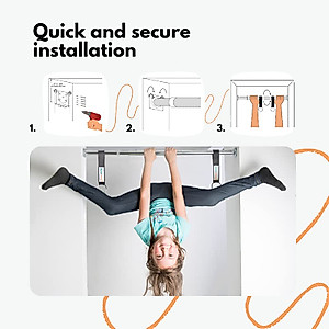 DreamGYM Doorway Sensory Swing Kit - Blue Compression Swing and Trapeze Bar with Red Gym Rings Combo