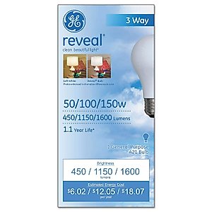 Three-Way Incandescent Globe Bulb, 50/100/150 Watts