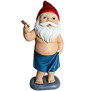 JHWKJS Garden Gnome Statue, Funny Garden Gnome Outdoor Pool Statue Decoration Indoor Outdoor Lawn Figurines for Home Patio Yard Garden Decor, Housewarming Garden Gift