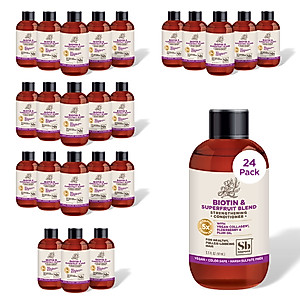 Soapbox Biotin Conditioner, Travel Size Biotin & Collagen Super Fruit, Bulk Pack Travel Toiletries, | Volumizing & Softening Conditioner to Promote Hair Growth, Strength, 24-Pack, 3.3 oz Each