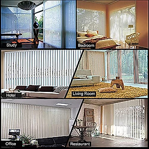 LETAU Cordless Sheer Vertical Window Blinds, Light Fitering, Reduce Sun Glare, UV Protection, White Window Shades for Slidding Door, French window, Room Divider, Glass Wall,OverSized Windows¡­