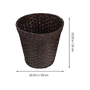 Angoily Laundry Storage Bucket Natural Paper Woven Baskets Round Trash Can Garbage Bin Basket Woven Waste Basket Laundry Buckets Organizer Home Decoration (Coffee) Tall Wicker Basket