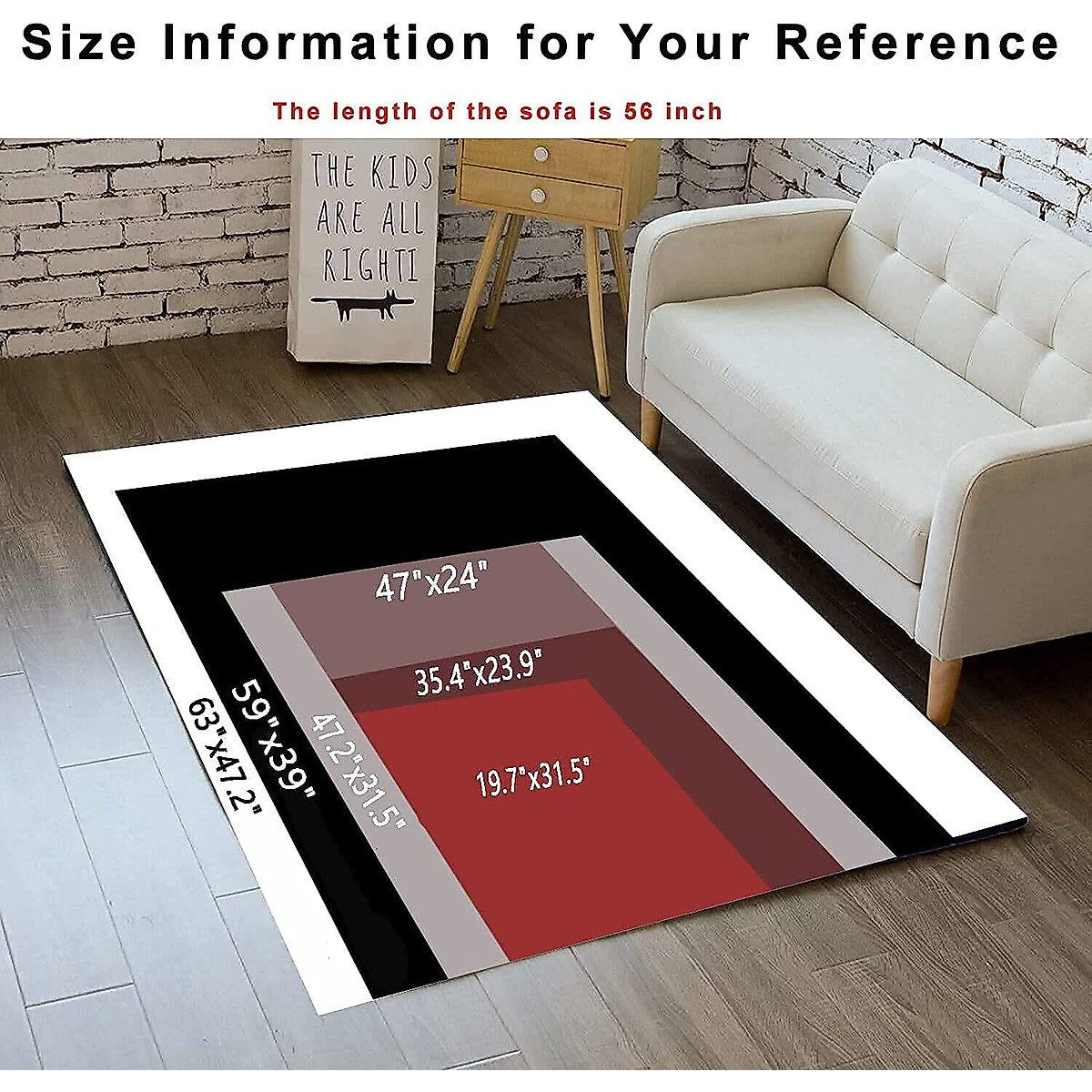 EDUMEYA Boys Teens Black Basketball Area Rug for Bedroom Living Room Sports Non-Slip Floor Doormats Mat