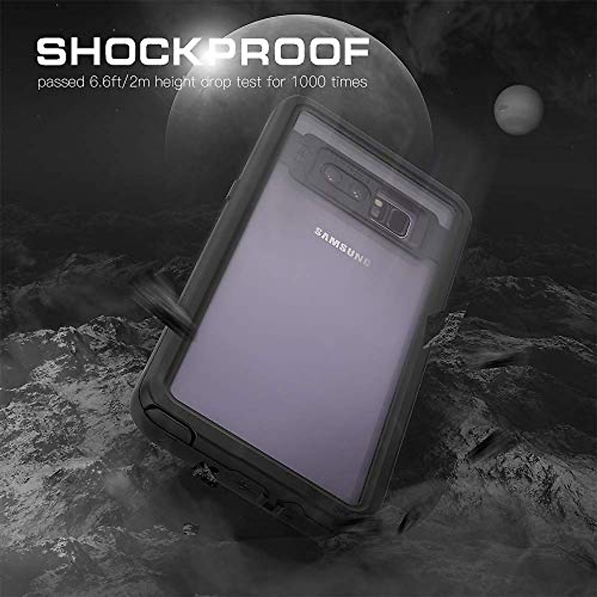 Samsung Galaxy note 8 Waterproof Case, Shockproof Dustproof Snowproof Hard Shell Full-Body Underwater Protective Box Rugged Cover and Built in Screen Protector for Galaxy note 8 (Black)