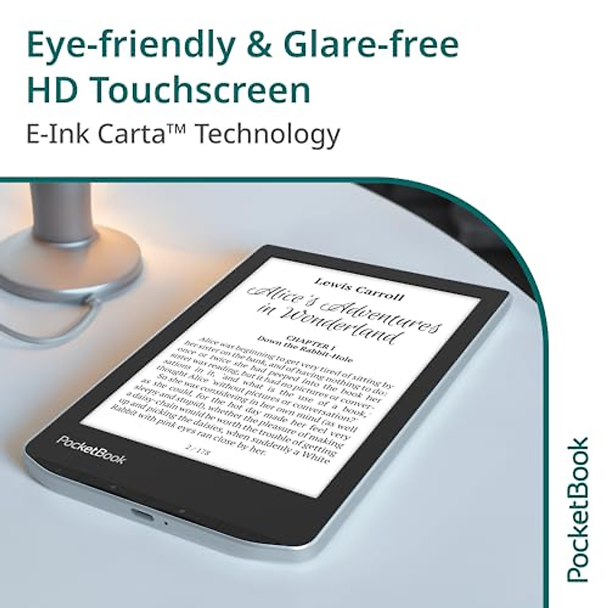 PocketBook Verse E-Reader | Eye-Friendly 6'' E-Ink Carta™ HD Touchscreen | Adjustable SMARTlight | Up to 1 Month of Battery Life | WiFi & Memory Card Slot | E-Book Reader in Bright Blue
