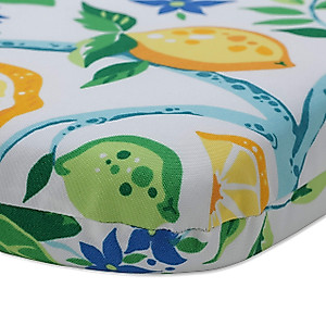 Pillow Perfect Outdoor/Indoor Lemon Tree Round Corner Chair Cushion, 1 Count (Pack of 1), Yellow