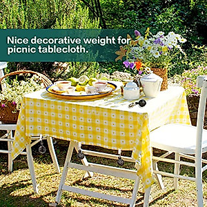 Sungmor Cast Iron Heavyweight Tablecloth Weights - 4 Pack Antique Dark Brown Round Clew Pendent Clips Weights Kit - Heavy Duty Table Cloth Cover Clamps for Home Garden Party Wedding Camping Picnic