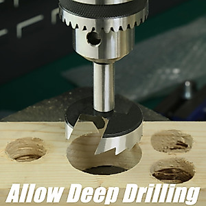 Vearter 8PCS/Set Forstner Drill Bits, 1/4'' to 1-3/8'' Round Shank Multi Sided Wood Drill Kit, Woodworking Self-Centering Hole Saw Tool for Solid Wood, MDF, Plastic, Particleboard, Plywood