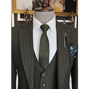 Wangyue Pinstripe Suit for Men 3 Piece Suits Black Formal Wedding Prom Business Suits Birthday Gift for Son Size XXS