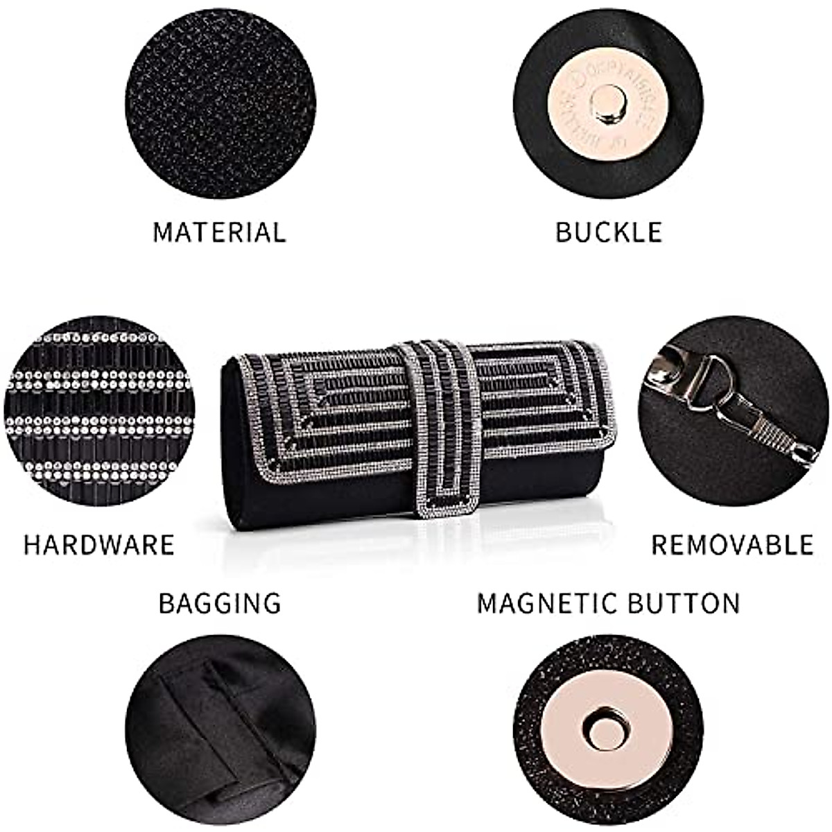 ELDA Clutch Purses for Women Evening Bags Sparkling Formal Party Rhinestone Purse Wedding Cocktail Prom Clutches