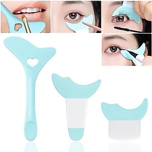 3Pcs Eyeliner Stencils Reusable Silicone Eyeliner Aid Tool Eyeliner Eyelash Eyeshadow Lipstick Mascara Eyeliner Guide Wing Eyeliner Tool for Women Beginners（Blue）