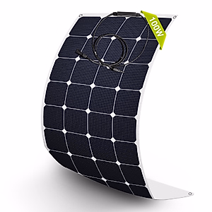 Newpowa Flexible Solar Panel 100W 12 Volt Monocrystalline Semi-Flexible Bendable Mono Ultra Lightweight High Efficiency Charger Off-Grid for Uneven Surfaces Marine RV Cabin Va