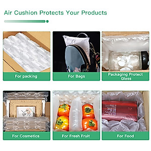 awagas Air Cushion Wrap Roll, 3000pc Air Pillow Bags Air Pillows for Packaging Inflatable Air Cushion Film Roll, Air Bubble Void Filling Bags for Bubble Wrap Packaging 985ft x 4" x 8"