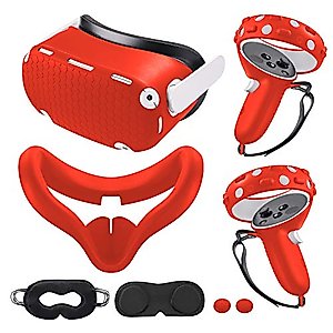 Compatible with Oculus Quest 2 Accessories, Silicone Face Cover, VR Shell Cover,Touch Controller Grip Cover,Protective Lens Cover,Disposable Eye Cover