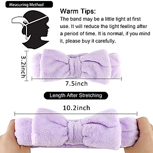 WHAVEL 6 Pack Purple Spa Microfiber Bow Headbands for Washing Face, Skincare Headbands, Facial Headband Set, Soft Fluffy Headband, Women Hair Accessories, Party Supplies, Type 15