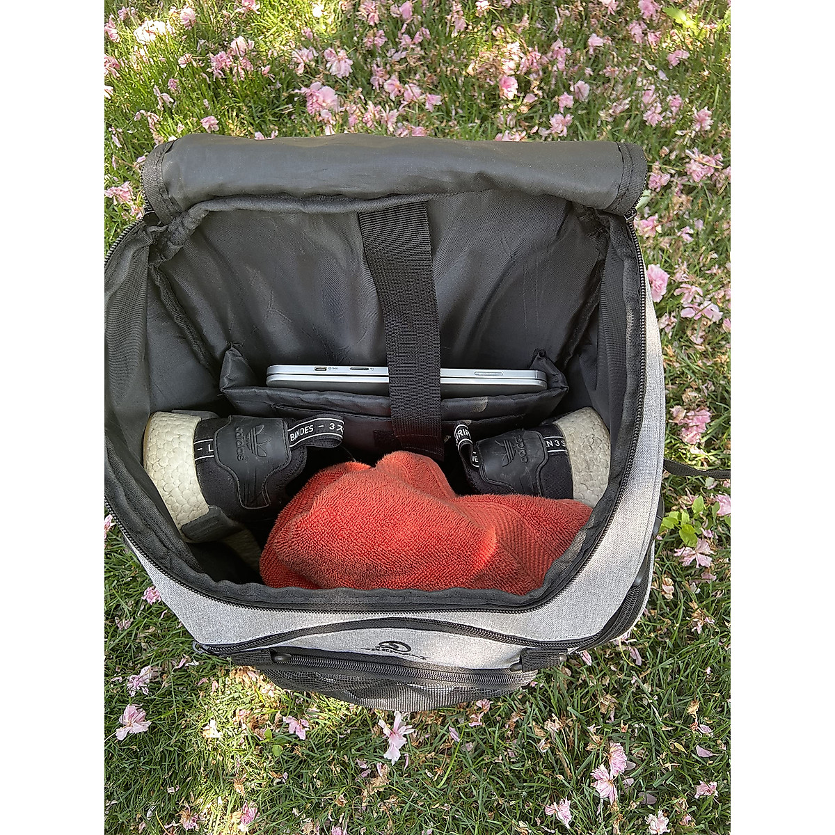 Dremzly Large Gray Adult Sports Gym Backpack for Men and Women with Ball Compartment for Basketball, Volleyball, Soccer, or Rugby