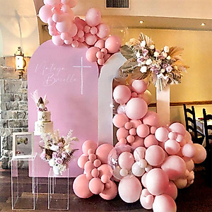 Pink Balloon Garland, SKEFOLI 107PC Retro Pink Balloon Garland Kits Dusty Matte Balloons Arch for Girls Birthday Party Baby Shower Wedding Bachelorette (Pale Mauve)