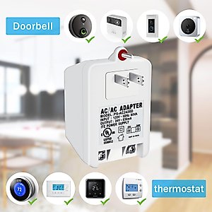 24V 830mA Thermostat and Doorbell Transformer, Wall Transformer with PTC Fuse Compatible with Nest, for Honeywell, Ecobee and Sensi Thermostat, Nest Hello and All of Doorbells