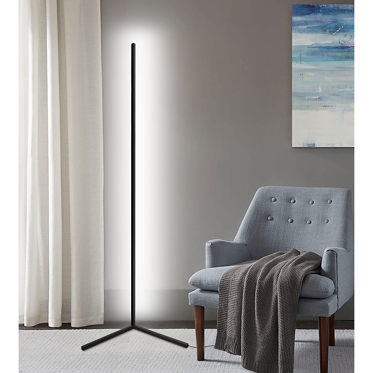 Wise Home Products Nordic Warm Lamp - Corner Lamp with Warm White Lighting, Modern Black Metal with Dimmable White Warm Light Floor Lamp