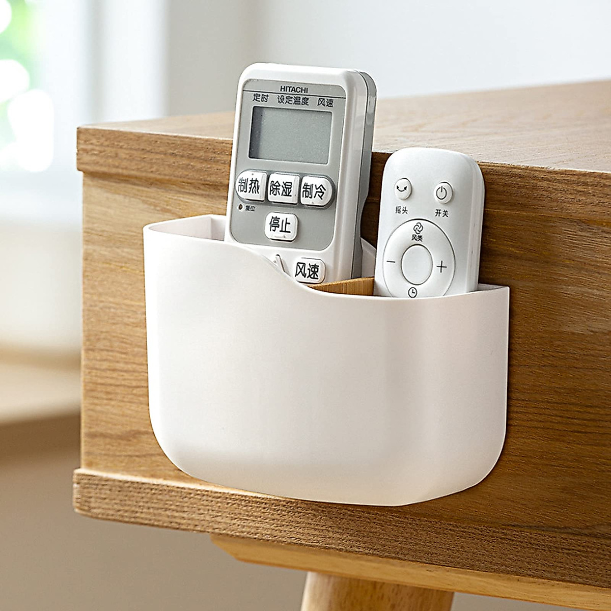 Ismeally Universal Multi-function TV Remote Control Air Conditioner Storage Box With Partitions Wall-mounted Phone Plug Holder Stand Container, Adhesive,Hole-Free,No Drilling