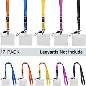 YOUOWO 12 Pack Horizontal ID Card Badge Holders 3.2 x 3.85 inches, Fits 2.3 x 3.5 Name Tag Insert Waterproof Punched Zipper Resealable Clear Plastic Labels Credit Cards