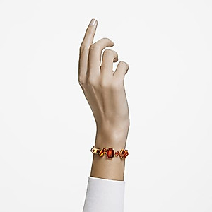 Swarovski Gema Soft Bracelet, Multicolored Crystals in Warm Tones, Mixed Cuts, on Gold-Tone Finished Band, Part of the Swarovski Gema Collection