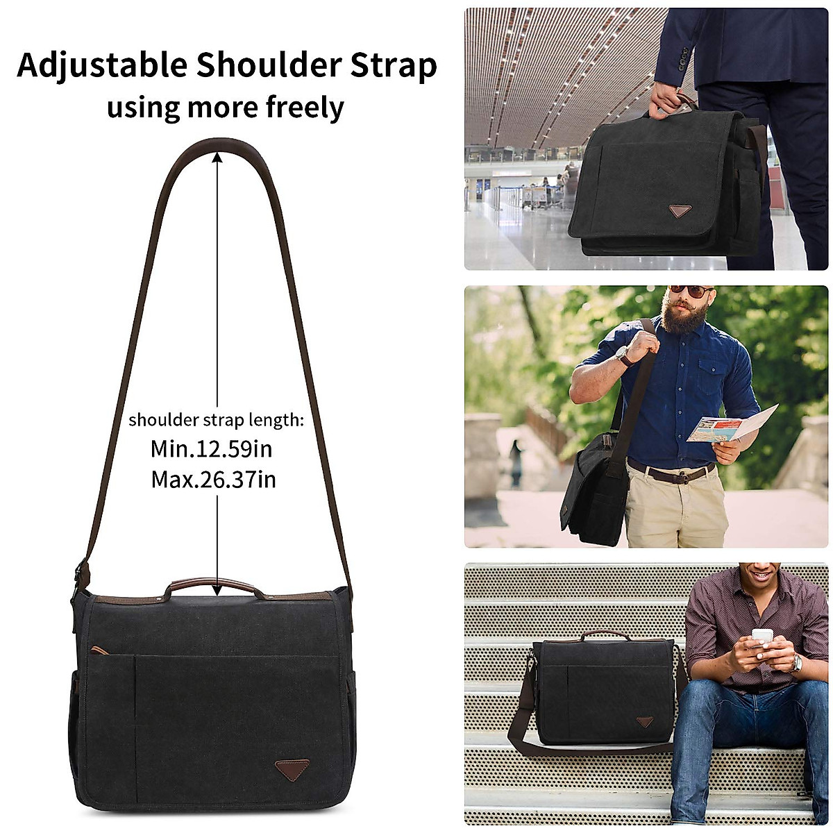 Laptop Bag 17 inch, Mens Messenger Bag Computer Bag Travel Casual Business Canvas Shoulder Bagmessenger bag for men crossbody satchel bags for school laptop messenger bag