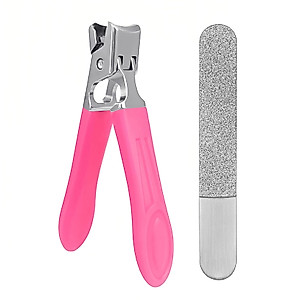 SG Nekoo Nail Clippers for Thick Nails Hard Fingernails and Toenails Cutter with File, Ultra Sharp Curved Splash Proof Trimmer for Adults Men Women Seniors (Mid-pink)