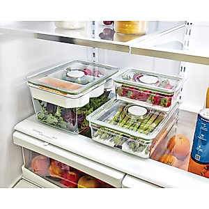 IDESIGN Medium Short Produce Storage Bin with Insert Tray, The Fresh Collection – 5" L x 8.1” W x 3” H, Clear Bin