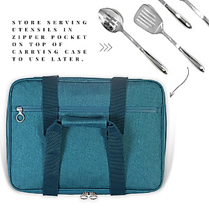 Insulated Casserole Carrying Case for Hot or Cold Food Storage, Perfect for Potlucks, Parties, Picnics, and Cookouts; Fits 9” x 13” Baking Dishes; Lasagna Casserole Carrying Case (Teal)
