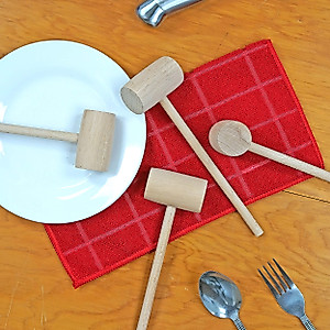Southern Homewares Wooden Crab Mallet Seafood Lobster Shellfish Cracker Hardwood Hammer Set of 12