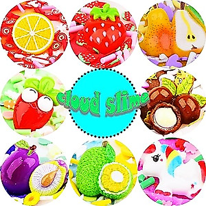 8 Pack Cloud Slime,Mini Slime Kits with Lemon,Strawberries,Carrot,Pear Stress Relief Toy for Kids Education, Party Favor, Best Birthday Gift