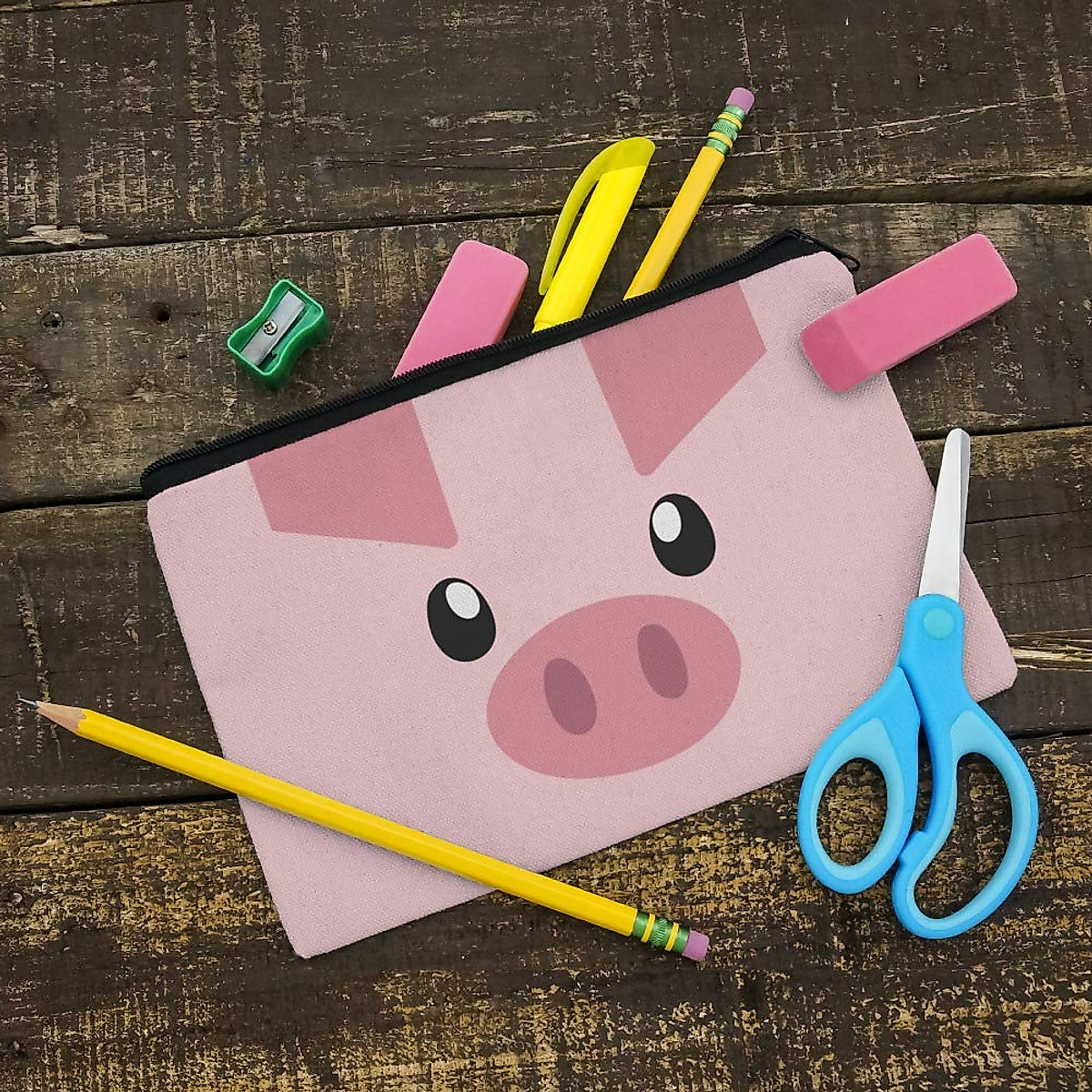 Pig Face Farm Animal Pencil Pen Organizer Zipper Pouch Case