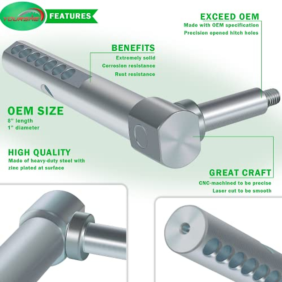 Yoursme AM131288 AM131289 Front and Rear Mower Deck Gage Wheel Arm for John Deere Mower Decks 48C 54C and 62C Diameter 1”