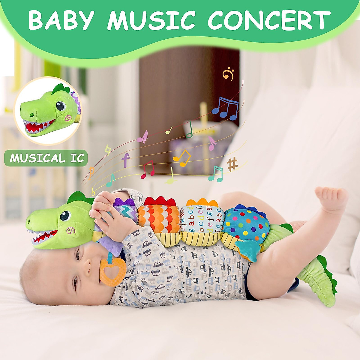 Ussybaby Baby Boy Toys for 0 3 6 9 12 Months, Soft Tummy Time Toy with Multi Textures,Rattle,Crinkle,Newborn Baby Stuffed Animal Toy, Baby Gift,Caterpillar