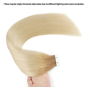 ABH AMAZINGBEAUTY HAIR Rooted Tape in Hair Extensions, Remy Human Hair, 20 Pieces 50 Grams, Platinum Blonde with Dirty Blonde Roots, 20 Inch